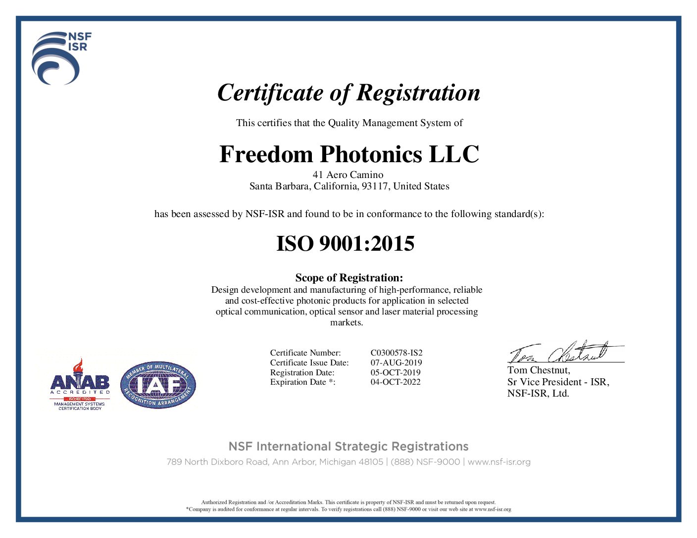 Quality – Freedom Photonics