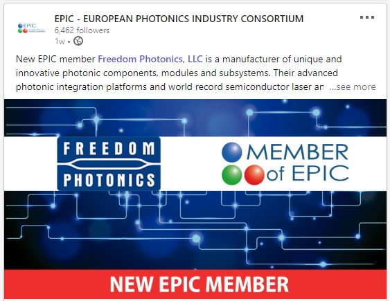 Freedom Photonics joins European Photonics Industry Consortium ...