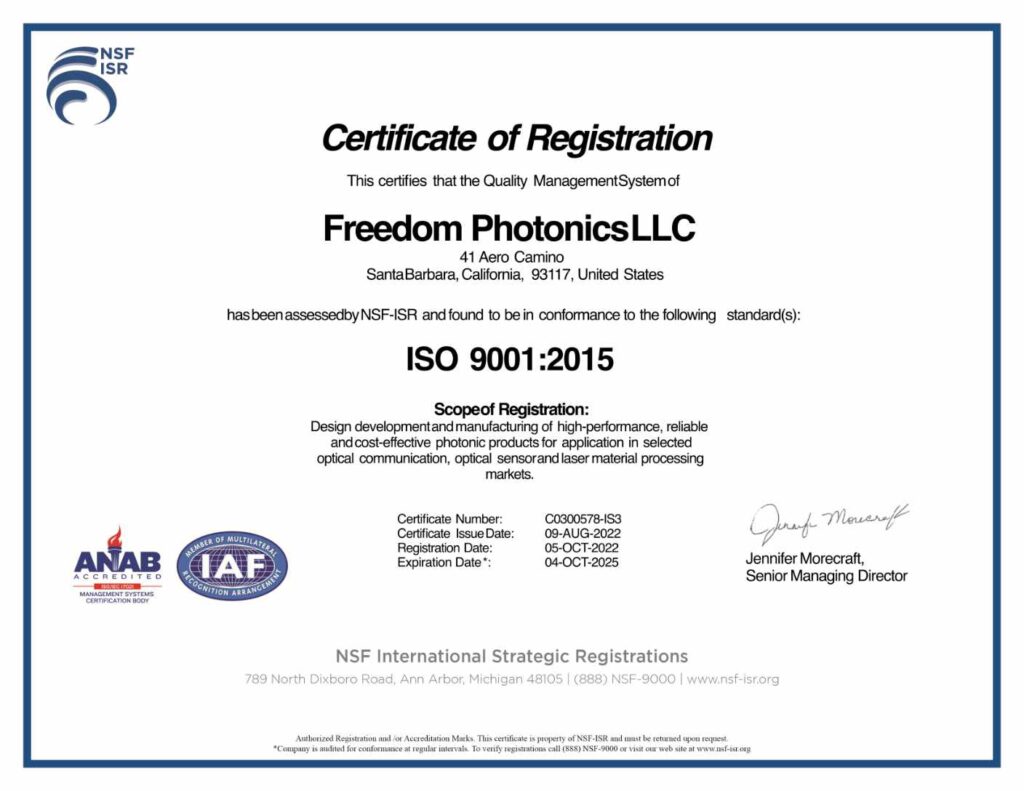 Quality – Freedom Photonics